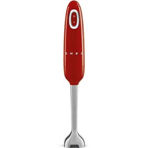 smeg handheld immersion blender 5 speeds with turbo boost stainless steel blades nonslip ergonomic handle hbf11rdus, red