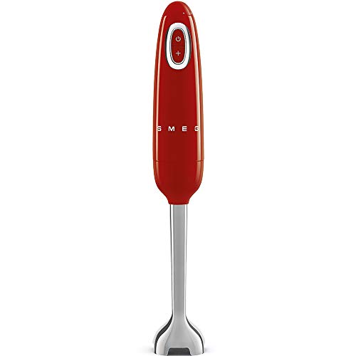 SMEG Handheld Immersion Blender 5 Speeds with Turbo Boost Stainless Steel Blades Nonslip Ergonomic Handle HBF11RDUS, Red