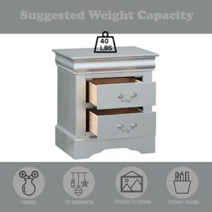 Acme Louis Philippe Nightstand in Platinum