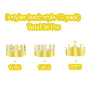 TUPARKA 36 PCS Paper Crowns Hat Gold Foil Crowns Paper Party Hat for Birthday Party, Baby Shower