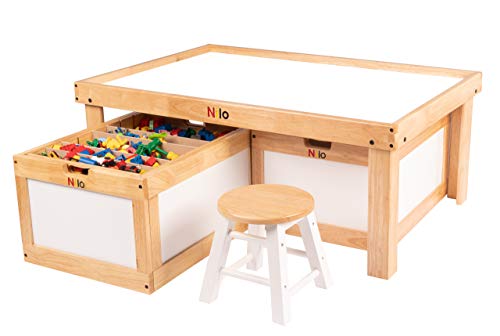 NILO N51N Kid's Play Table Compatible with Legos, Duplo, Trains, Games, Building, Lincoln Logs Safe Fun for Children Educational Toy Board Durable (No Holes, 32x48x20)