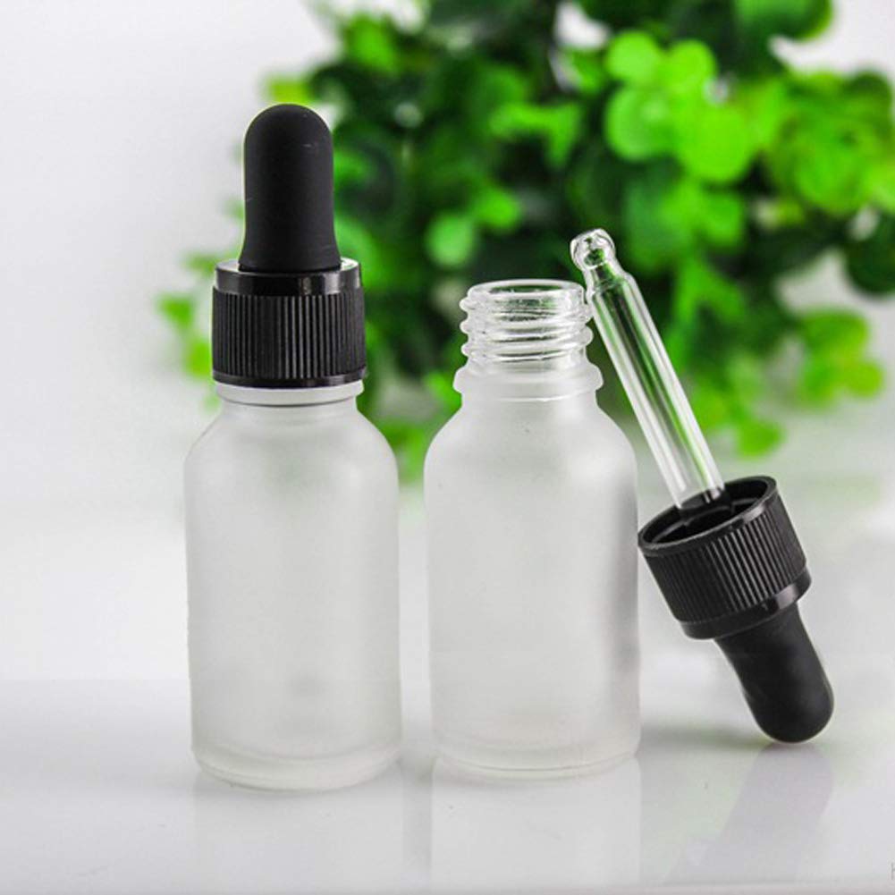 12Pcs 15ml/0.50 oz Glass Essential Oils Bottles Thick Frosted Dropper Bottle Vials Container for Cosmetics, serums, e-Liquid, Essential Oils, Aromatherapy, Lab or Home DIY Supplies (Translucent)