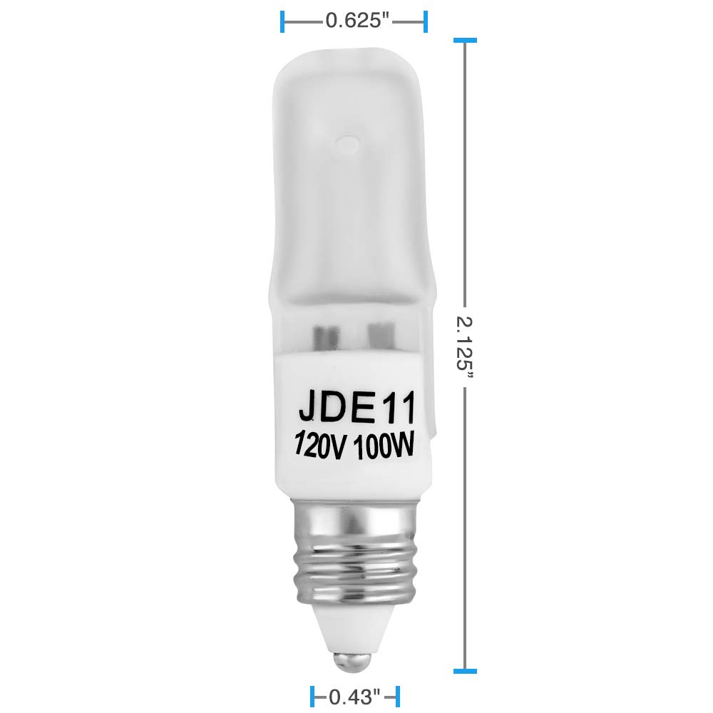 4-Pack JDE11 120V 100W Frosted Halogen JDE11 100W Bulb Warm White 100 Watt T4 E11 Bulb Frosted JD E11 T4 100W for Chandeliers, Pendants, Table Lamps, Cabinet Lighting, Mini-Candelabra Base T4 Bulb