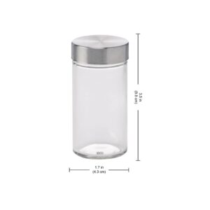 Kamenstein Clear Reusable 3 Oz Jars With Stainless Steel Shaker Lids, And Twist-On Caps For Airtight Seals 12 Pk