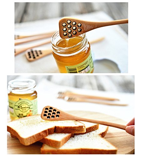 12 Pack Wooden Honey Comb Honey Stick Honey Dipper Spoon, Coffee Stiring Spoon, Tableware for Wedding or Party Favors