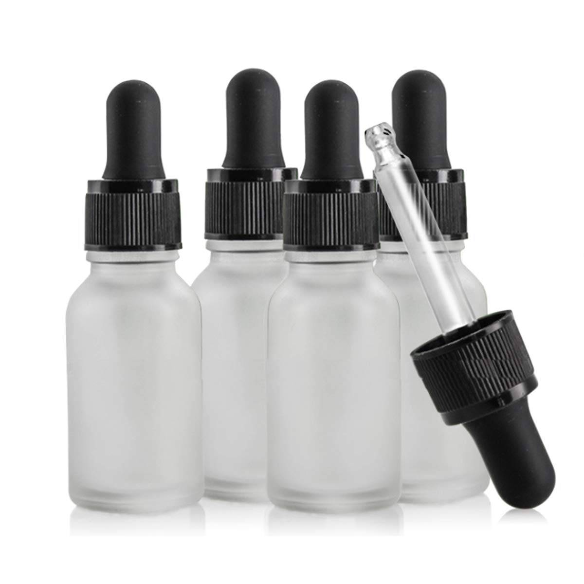 12Pcs 15ml/0.50 oz Glass Essential Oils Bottles Thick Frosted Dropper Bottle Vials Container for Cosmetics, serums, e-Liquid, Essential Oils, Aromatherapy, Lab or Home DIY Supplies (Translucent)