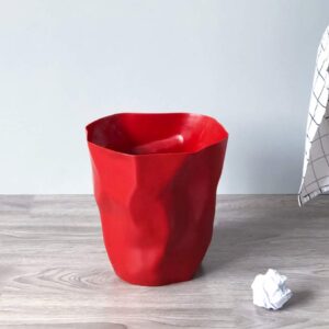 Peacewish Creative Irregular Trash can, Solid Color Waste Basket, Garbage Bin Bathroom, Bedroom (red, Pack of 2)