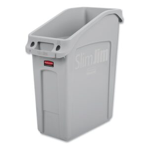 rubbermaid 2026695 gray slim jim 13 gallon waste container