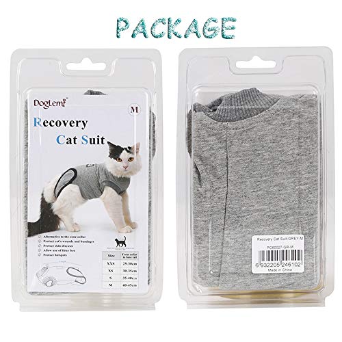 Bonaweite Cat Recovery Suit, Cat Onesie for Cats After Surgery, Cat Surgical Recovery Suit Male Female Neuter, Cat Pajamas Body Suit Post Surgery, Kitten Spay E-Collar Cone Alternative Anxiety Vest