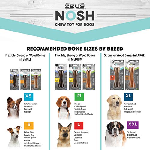 ZEUS Nosh Timber Wood Dog Chew Bones, Dog Chew Toys, Long Lasting Dog Bones for Small Dogs, Natural Wood, Large