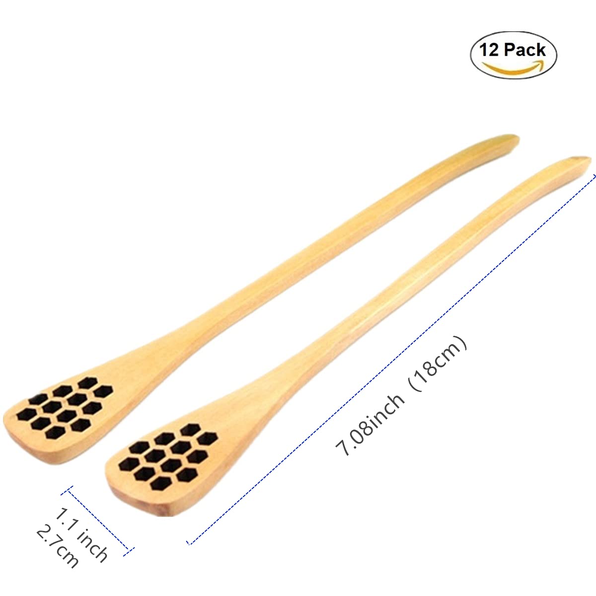 12 Pack Wooden Honey Comb Honey Stick Honey Dipper Spoon, Coffee Stiring Spoon, Tableware for Wedding or Party Favors