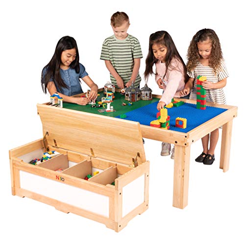 NILO N51N Kid's Play Table Compatible with Legos, Duplo, Trains, Games, Building, Lincoln Logs Safe Fun for Children Educational Toy Board Durable (No Holes, 32x48x20)