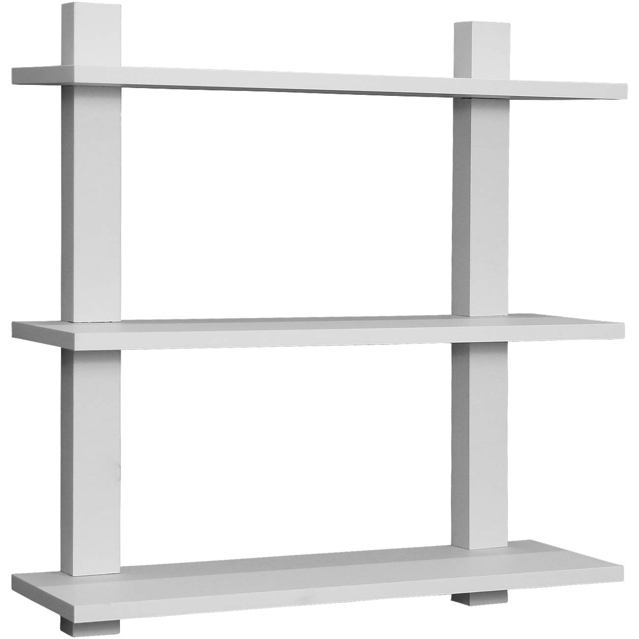 Sorbus Bathroom Shelves - 3-Tier Wall Mounted Floating Shelves for Books, Trophies, Wall Decor, Kitchen, Living Room & Bathroom Decor - Decorative Hanging Display Over the Toilet Storage Shelf - White