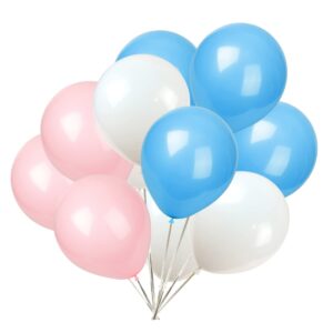 white and light pink and light blue balloons,100-pack,12-inch latex balloons,for baby shower,birthday,boy or girl gender reveal,party supplies,party decorations