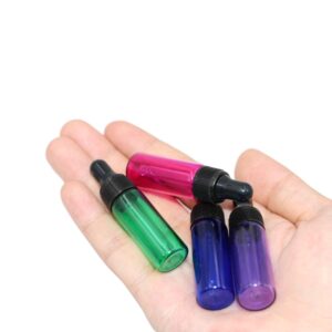 Furnido Dropper Sample Bottles For Essential Oils,5ml 35 Pack Multicolored Little Glass Dropper With Pure Dropper Sample Tubes&Black Screw Cap For Travel Perfume Aromatherapy Cosmetic Container