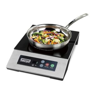 waring commercial wih200 light duty single induction range, 10 power settings, easy-touch controls, durable tempered glass surface, 120v, 1800w, 5-15 phase plug, multicolor