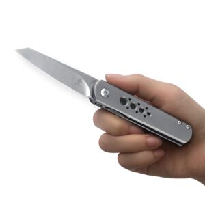 Kizer Pocket Folding Knife Front Flipper Reverse Tanto S35VN Blade Titanium Handles EDC Knife, Foldable Outdoor Carry for Men Women Gift, Feist Ki3499S