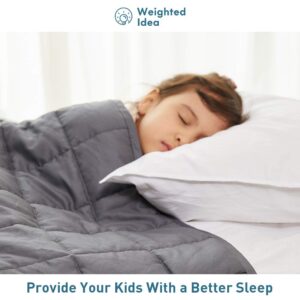 Weighted Idea Small Weighted Blanket 5 lbs for Kids and Child 36''x48'' (100% Natural Cotton, Dark Grey)