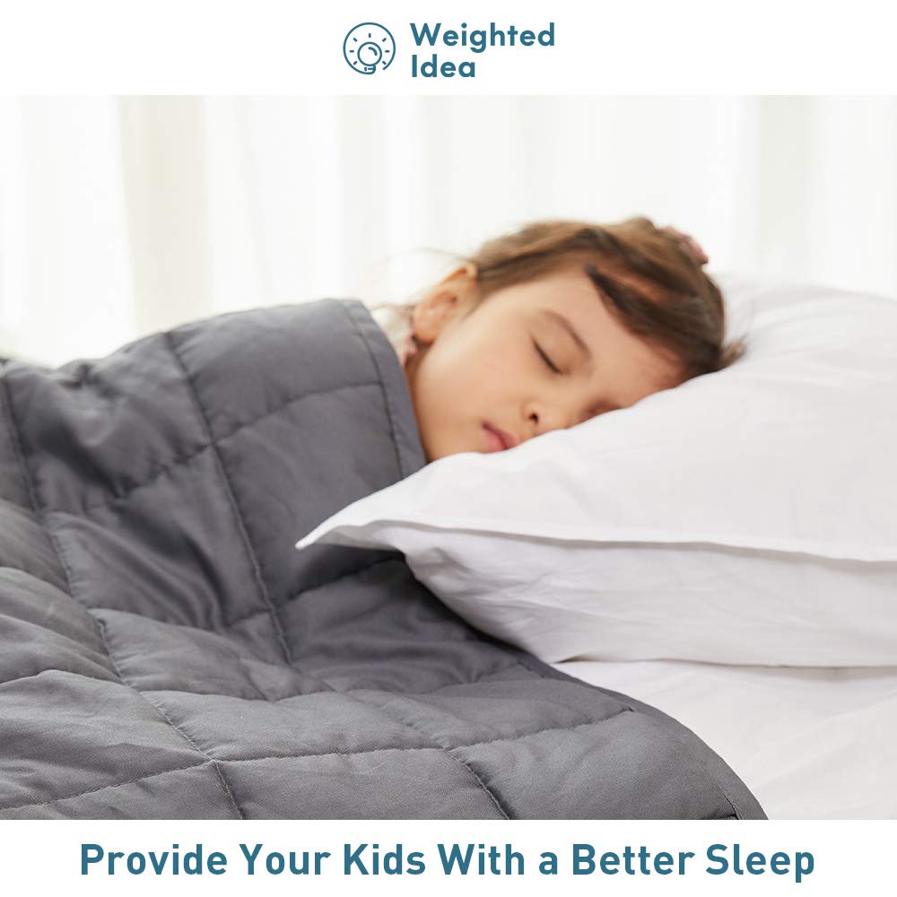 Weighted Idea Small Weighted Blanket 5 lbs for Kids and Child 36''x48'' (100% Natural Cotton, Dark Grey)