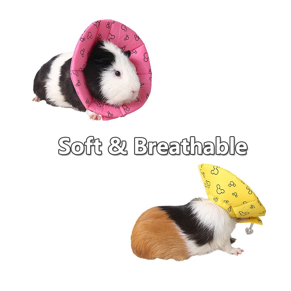 2 Pack of Soft Hamster Cone Recovery Collar for Small Animals After Injury, Neck Cover Avoiding Scratch The Wound to Heal Faster, Adjustable E-Collar Pet Cone for Guinea Pig(Color Random)