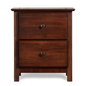 grain wood furniture shaker 2-drawer bedside nightstand, solid wood with cherry finish