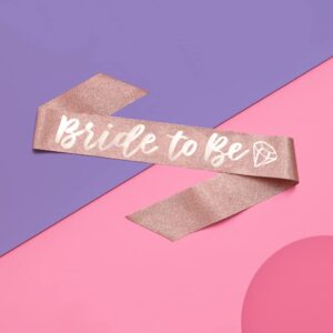 xo, Fetti Rose Gold Glitter Bachelorette Party Sash - Bride To Be | Bachelorette Party Decorations, Bridal Shower, Bride Gift