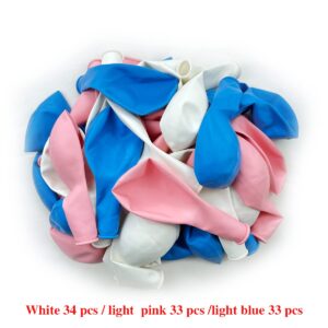 White and light pink and light blue Balloons,100-Pack,12-Inch Latex Balloons,for Baby Shower,Birthday,Boy or Girl Gender Reveal,Party Supplies,Party Decorations