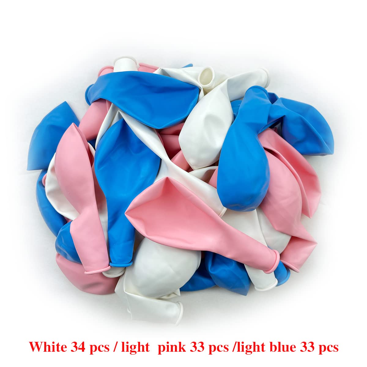 White and light pink and light blue Balloons,100-Pack,12-Inch Latex Balloons,for Baby Shower,Birthday,Boy or Girl Gender Reveal,Party Supplies,Party Decorations