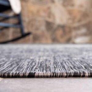 Unique Loom Outdoor Modern Collection Area Rug - Ombre (5' 1" x 8' Rectangle, Charcoal Gray/ Ivory)