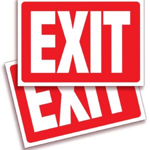 iSYFIX Exit Signs Stickers – 2 Pack 10x7 Inch – Premium Self-Adhesive Vinyl, Laminated for Ultimate UV, Weather, Scratch, Water and Fade Resistance, Indoor and Outdoor