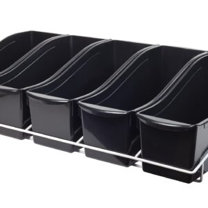 Storex Large Book Bins, Metal Shelf Rack Included, Black, Set of 5 (71129U01C)