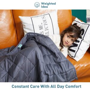 Weighted Idea Small Weighted Blanket 5 lbs for Kids and Child 36''x48'' (100% Natural Cotton, Dark Grey)