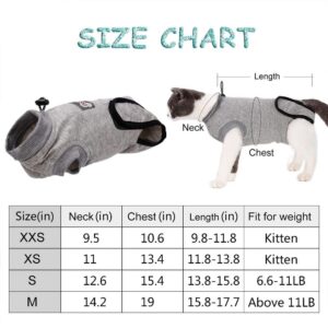 Bonaweite Cat Recovery Suit, Cat Onesie for Cats After Surgery, Cat Surgical Recovery Suit Male Female Neuter, Cat Pajamas Body Suit Post Surgery, Kitten Spay E-Collar Cone Alternative Anxiety Vest