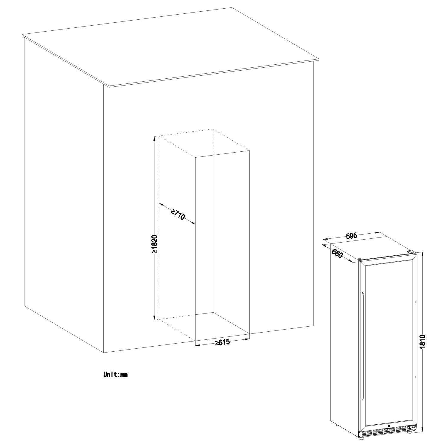 Lanbo Dual Door Dual Zone Built-in Wine Cooler with Front Exhaust, 162 Bottle