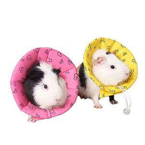 2 pack of soft hamster cone recovery collar for small animals after injury, neck cover avoiding scratch the wound to heal faster, adjustable e-collar pet cone for guinea pig(color random)