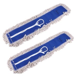 36" industrial strength washable cotton microfiber dust flat mop head refills pack of 2 for hardwood tile hardwood & stone floors