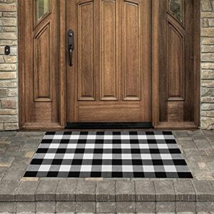 cozrakon buffalo check rug, reversible indoor woven plaid outdoor door mat for front porch, layered doormats porch, farmhouse area rugs, 3' x 5', black/white