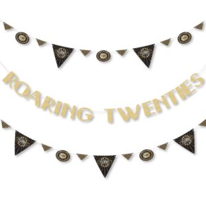 big dot of happiness roaring 20's - 1920s art deco jazz party letter banner decoration - 36 banner cutouts and no-mess real gold glitter roaring twenties banner letters