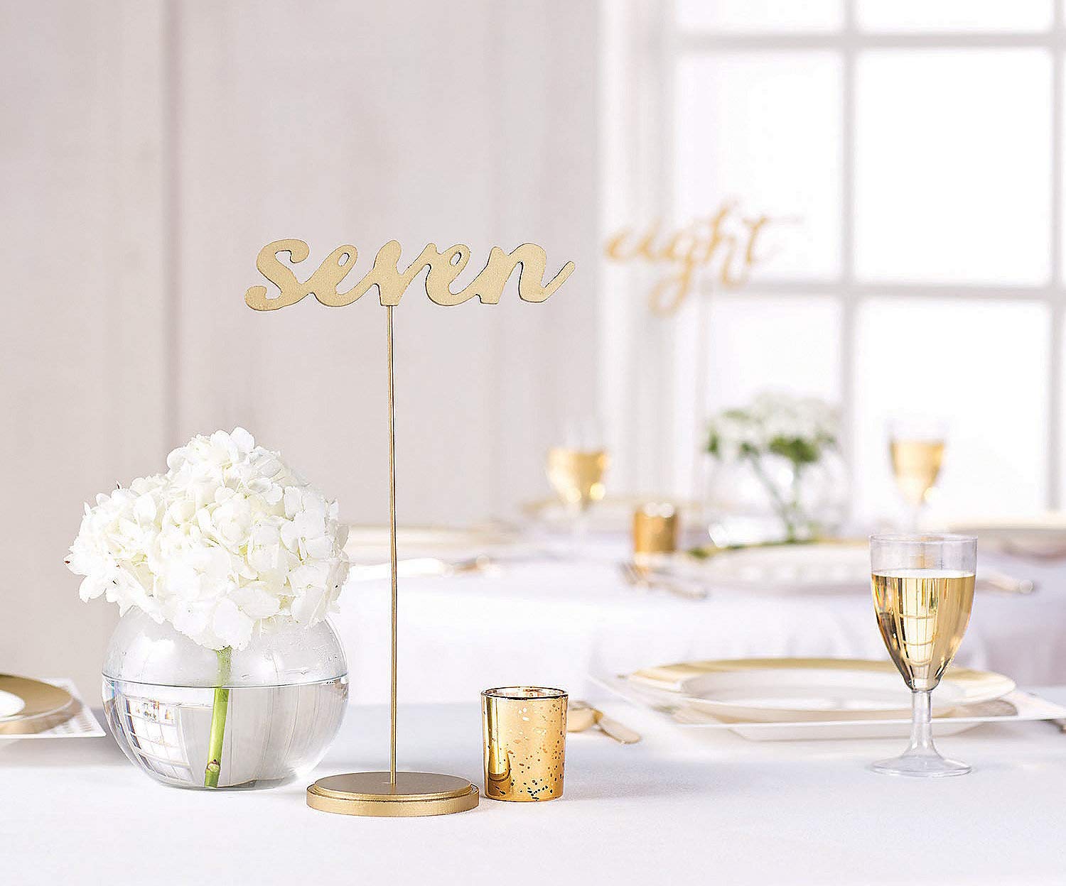 Fun Express Wood Cursive Table Numbers (Gold Set of 1-24) Wooden Calligraphy style for Wedding and Party Events