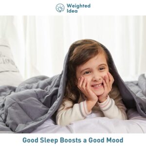 Weighted Idea Small Weighted Blanket 5 lbs for Kids and Child 36''x48'' (100% Natural Cotton, Dark Grey)