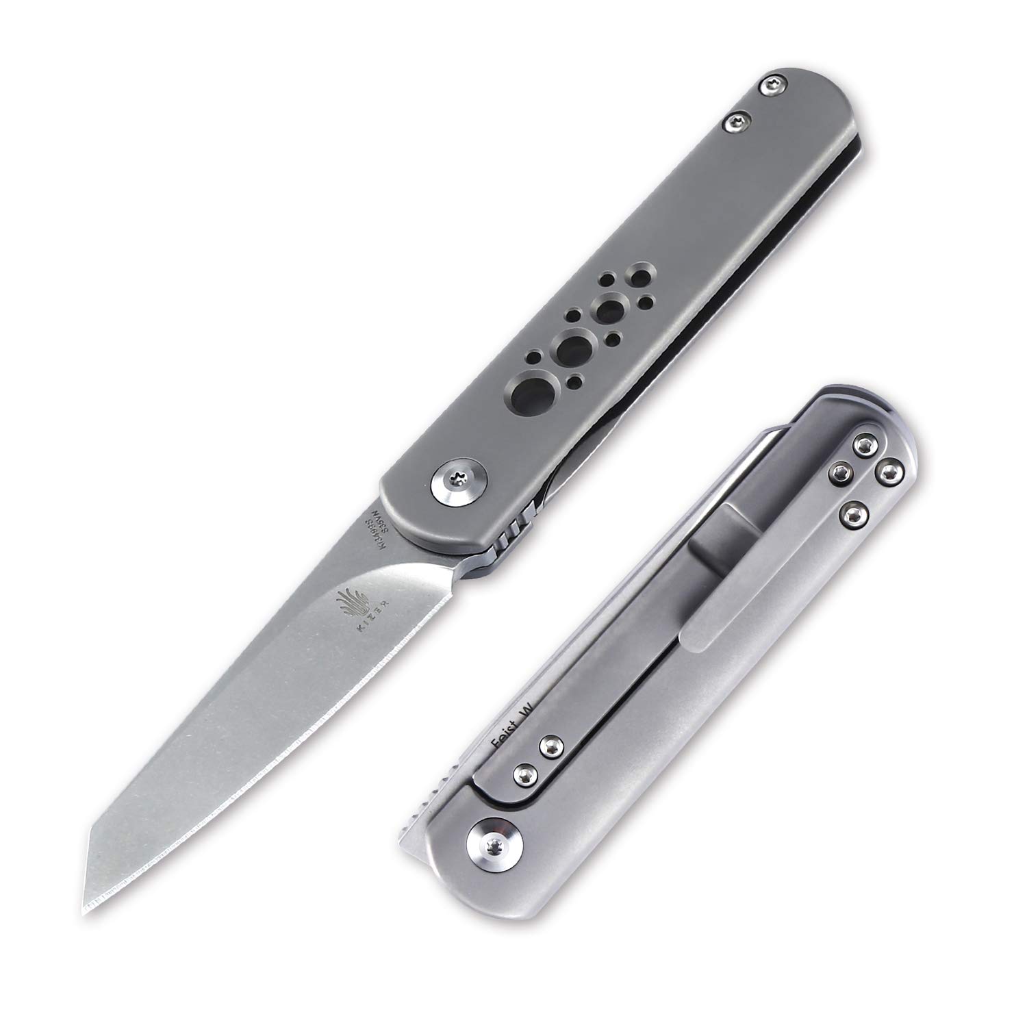 Kizer Pocket Folding Knife Front Flipper Reverse Tanto S35VN Blade Titanium Handles EDC Knife, Foldable Outdoor Carry for Men Women Gift, Feist Ki3499S