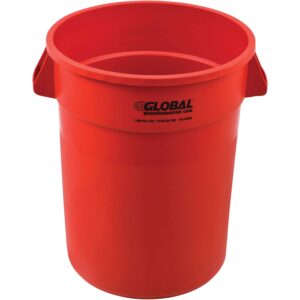 global industrial 32 gallon garbage can, red, no lid