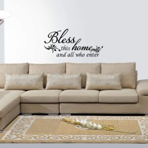 Decaltor Bless This Home and All who Enter - Vinyl Wall Decal Entryway Living Room Décor Art Letters Quotes Stencil