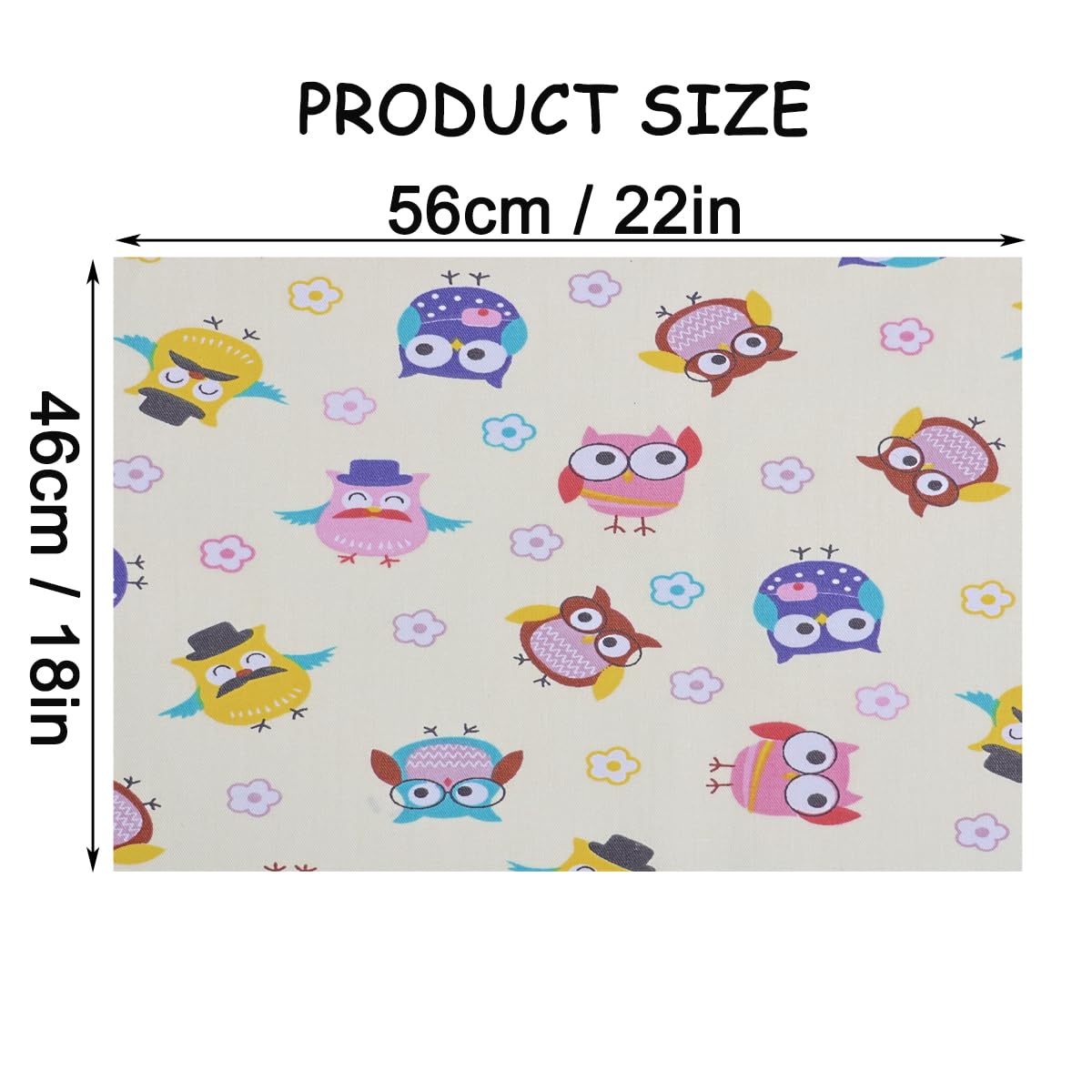 7Pcs Cartoon Owls Prined 18" x 22" Fat Quarters Fabric Bundles for Patchwork Quilting,Pre-Cut Quilt Squares for DIY Sewing Patterns Crafts