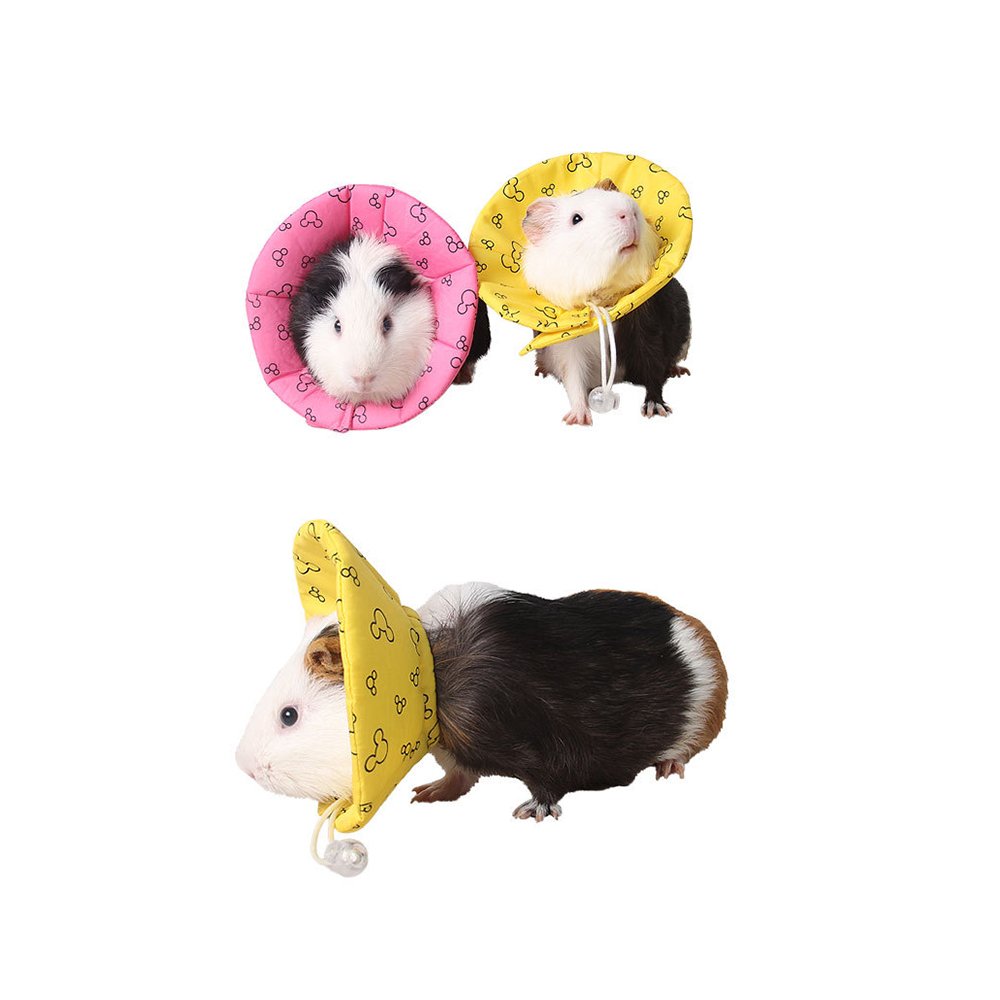 2 Pack of Soft Hamster Cone Recovery Collar for Small Animals After Injury, Neck Cover Avoiding Scratch The Wound to Heal Faster, Adjustable E-Collar Pet Cone for Guinea Pig(Color Random)