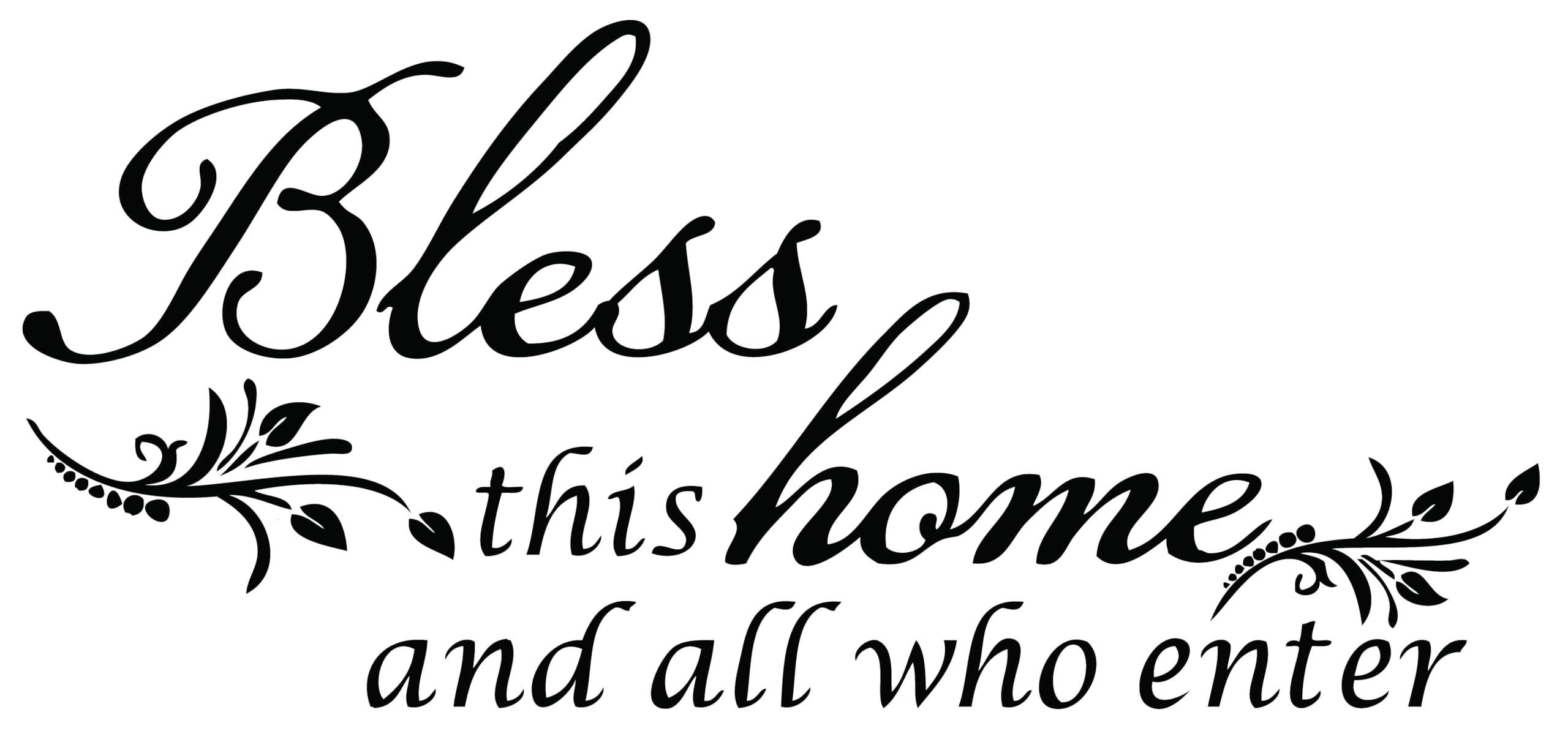 Decaltor Bless This Home and All who Enter - Vinyl Wall Decal Entryway Living Room Décor Art Letters Quotes Stencil