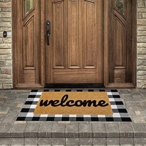 COZRAKON Buffalo Check Rug, Reversible Indoor Woven Plaid Outdoor Door Mat for Front Porch, Layered Doormats Porch, Farmhouse Area Rugs, 3' x 5', Black/White