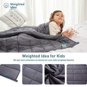 Weighted Idea Small Weighted Blanket 5 lbs for Kids and Child 36''x48'' (100% Natural Cotton, Dark Grey)