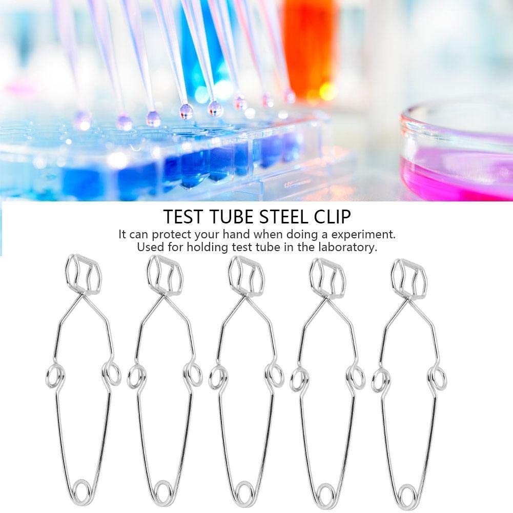 5PCS Spring Test Tube Holders Steel Clip Clamp Holder Testing Tube Holder Laboratory Test Tube Clip Laboratory Experiment Testing Holder 14.5cm Length Suitable for Standard Test Tubes