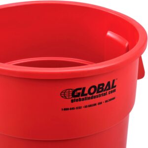 Global Industrial 55 Gallon Garbage Can, Red